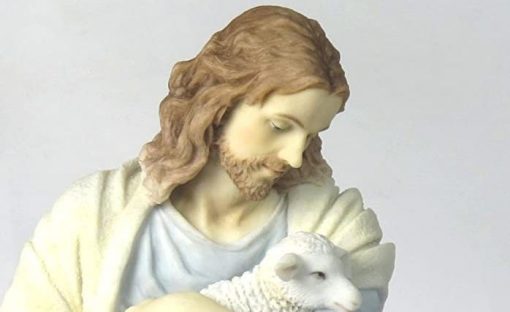 Jesús con borregos en alabastro de 22cms de alto | www.figuras.mx ...