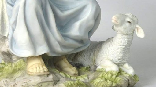 Jesús con borregos en alabastro de 22cms de alto | www.figuras.mx ...